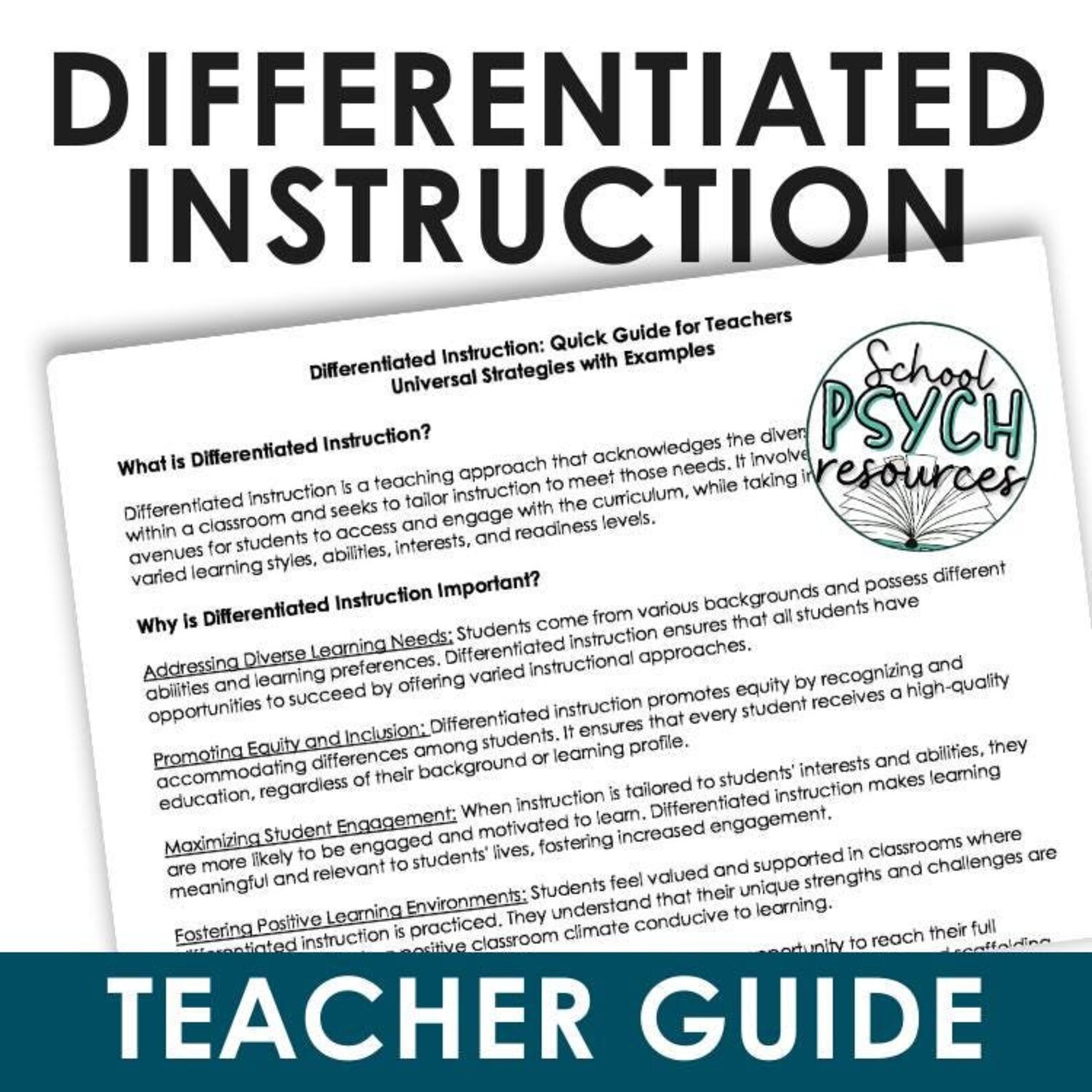 Differentiated Instruction Guide for Teachers Interventions Strategies ...