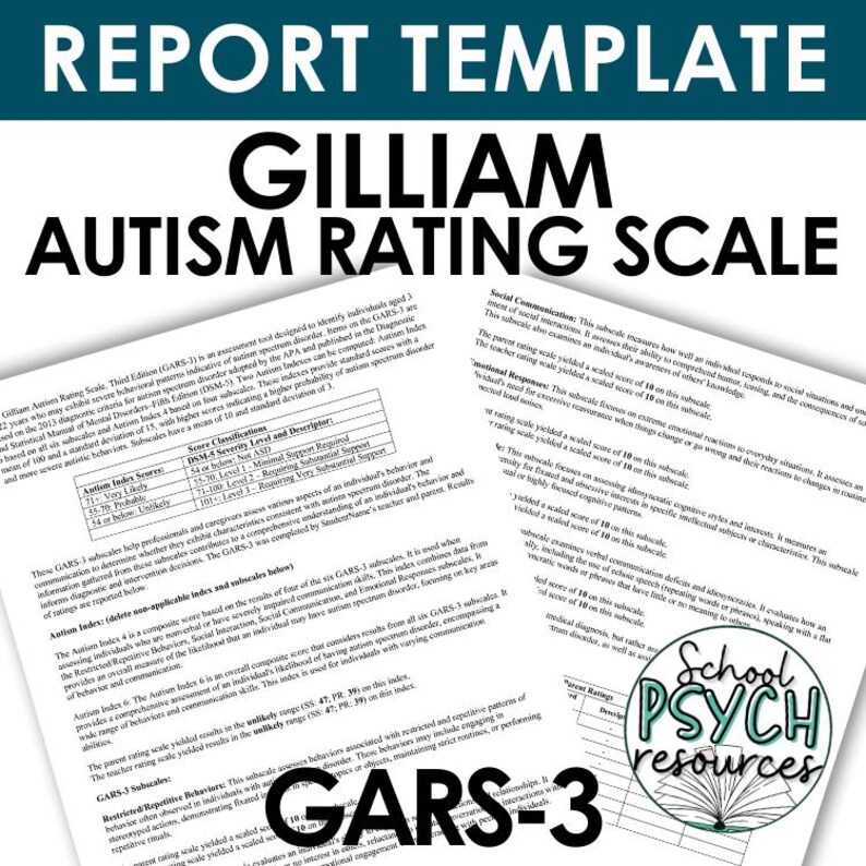 GARS-3 Report Template School Psychology Special Education Assessment ...
