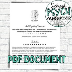 Executive Functioning Cheat Sheet Interventions School Psychology ...