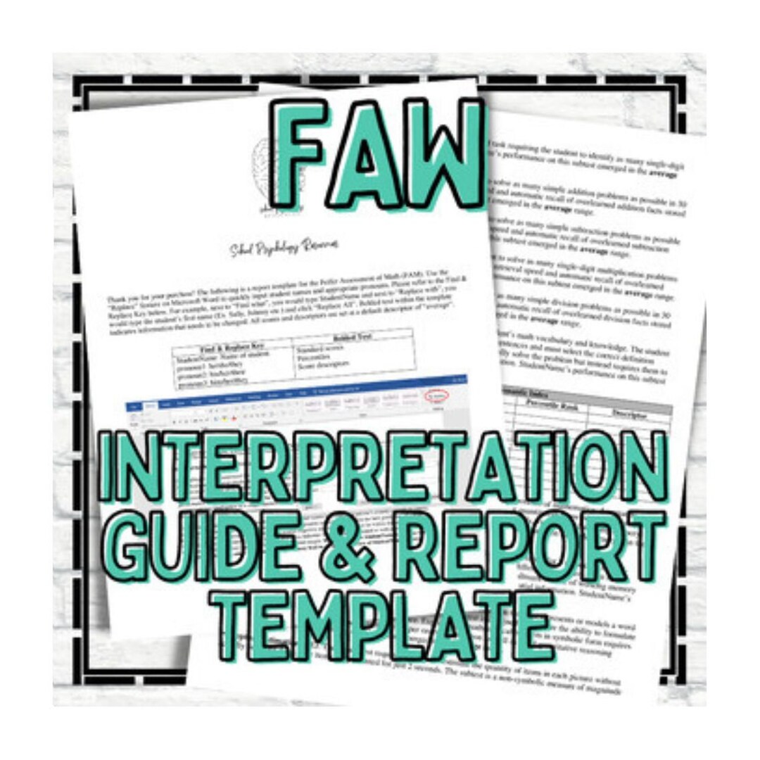 FAW Fiefer Writing Interpretation & Report Template Bundle School Psych ...
