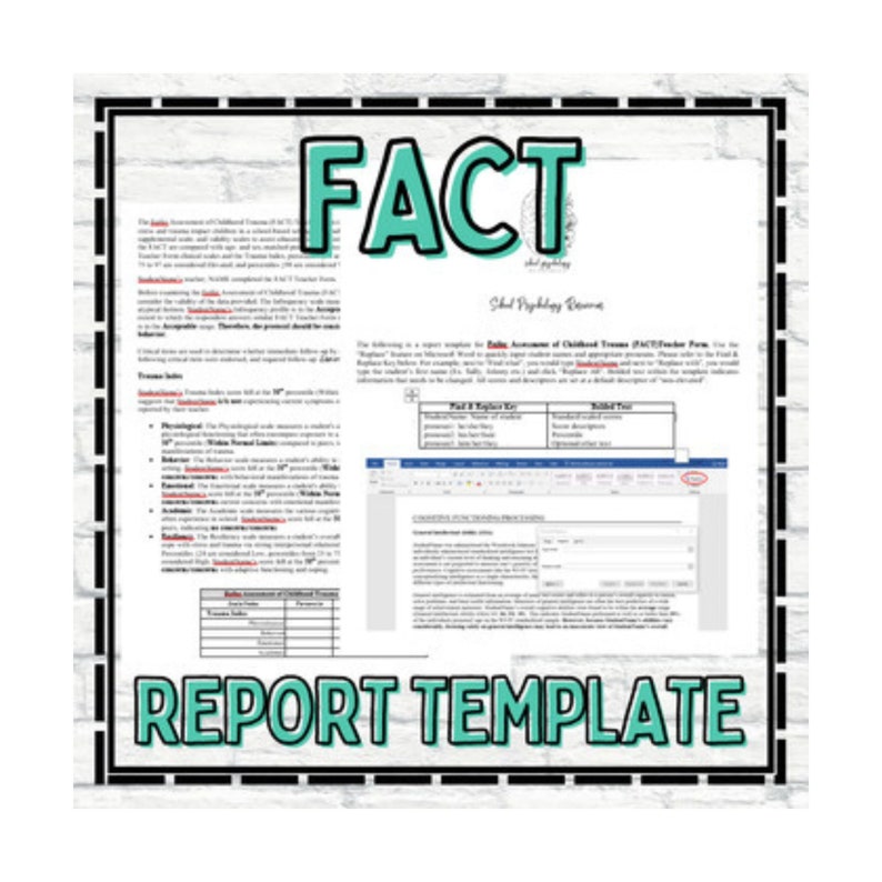 FACT Report Template School Psychology Special Education Assessment ...