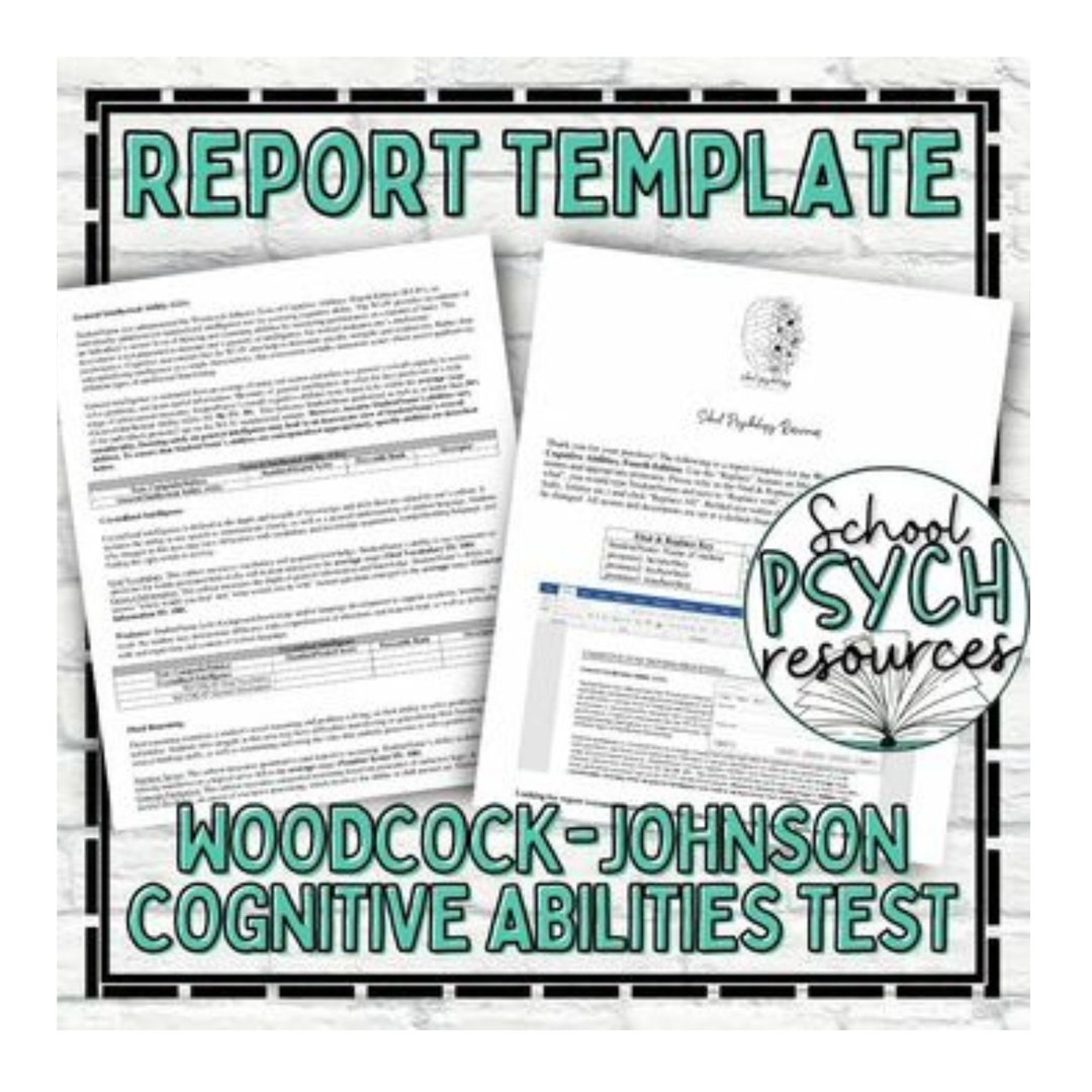 Woodcock Johnson Test of Cognitive Abilities WJ-COG Report Template ...