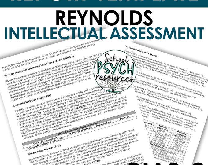 RIAS2 Report Template School Psychology Special Education Assessment ...