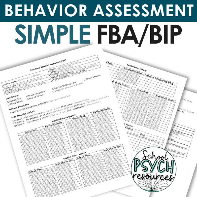 Simple FBA Intervention Plan Template Document Special Education ...