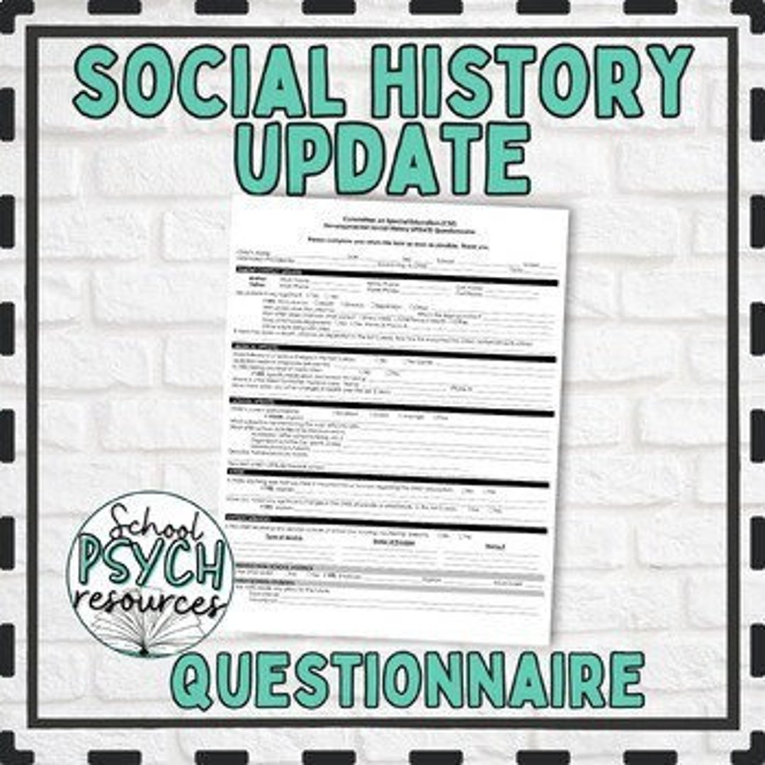 School Psychologist Social History Update Form Re-evaluation Parent ...