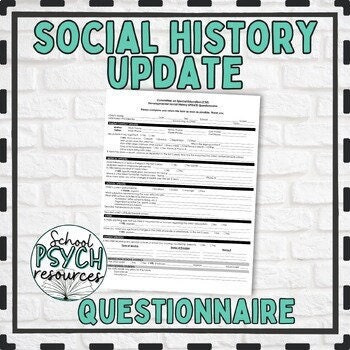 School Psychologist Social History Update Form Re-evaluation Parent ...