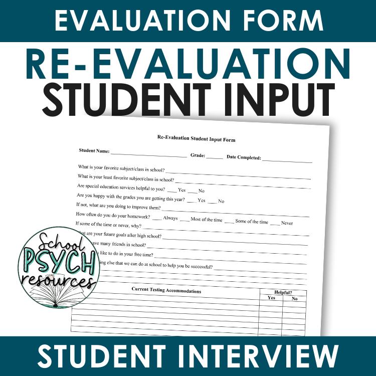 School Psychologist Special Ed CSE Student Feedback Interview Re ...