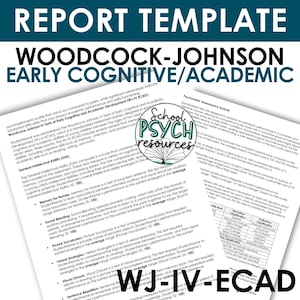 WJ ECAD Report Template School Psychology Special Education Assessment ...