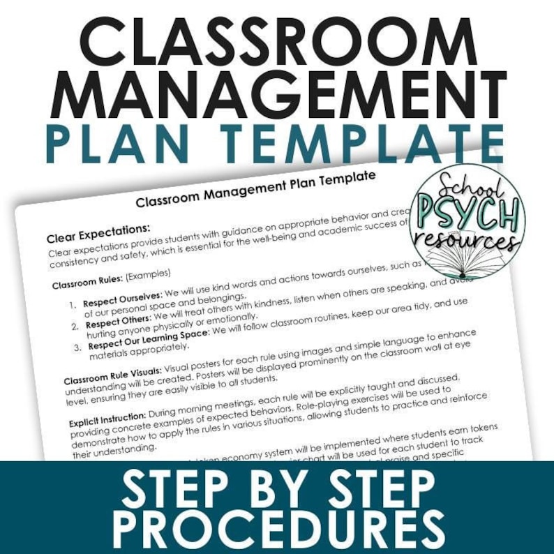 Classroom Management Plan Template Teacher SPED Token Economy PBIS ...
