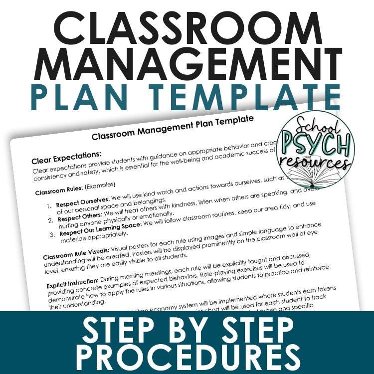 Classroom Management Plan Template Teacher SPED Token Economy PBIS ...