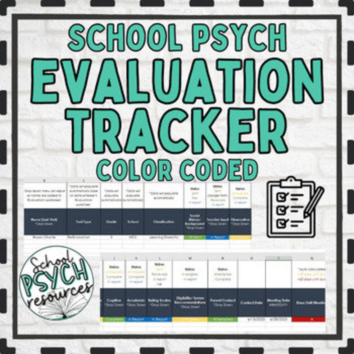 School Psychologist Excel Caseload Evaluation Report Tracker Special Ed ...