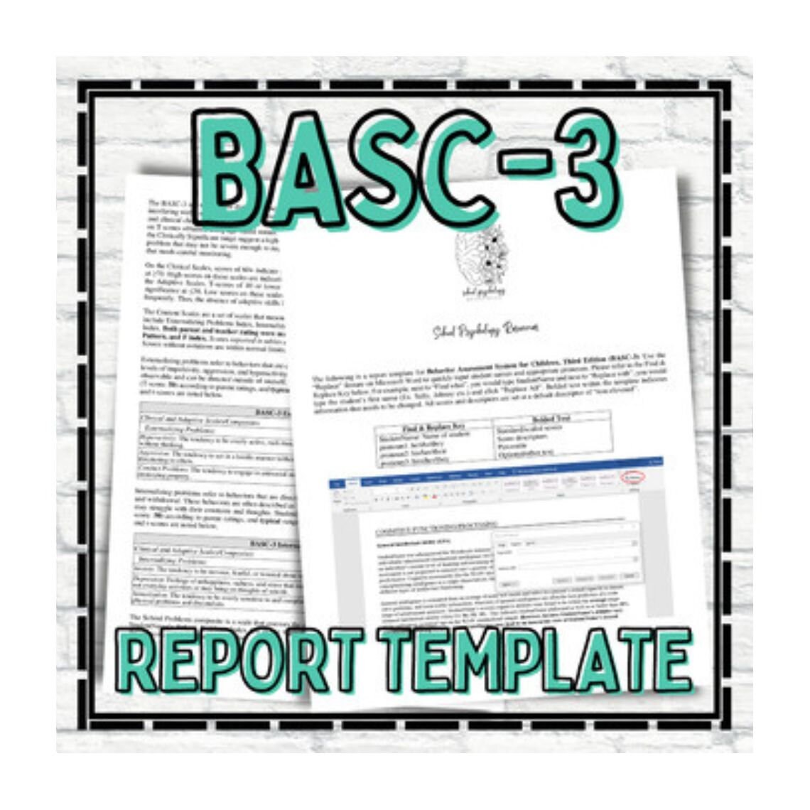 BASC 3 Report Template School Psychology Special Education Assessment ...