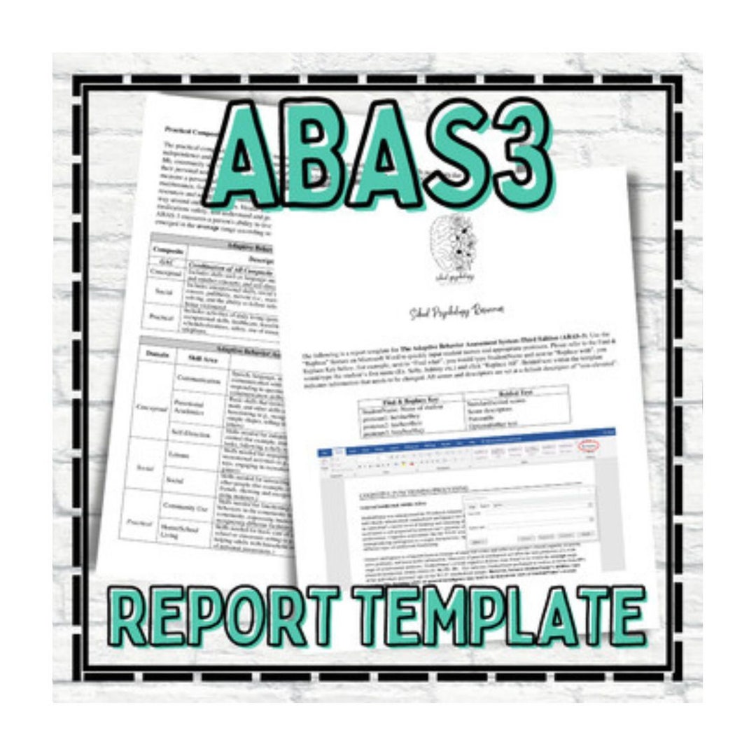 ABAS3 Report Template School Psychology Special Education Assessment ...
