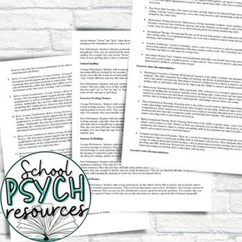 FAW Fiefer Writing Interpretation Guide School Psychology Special ...