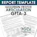 GFTA 3 Report Template Speech Language Special Education Assessment ...