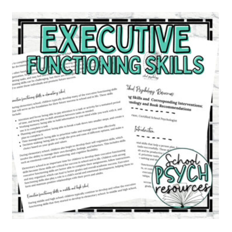 Executive Functioning Cheat Sheet Interventions School Psychology ...