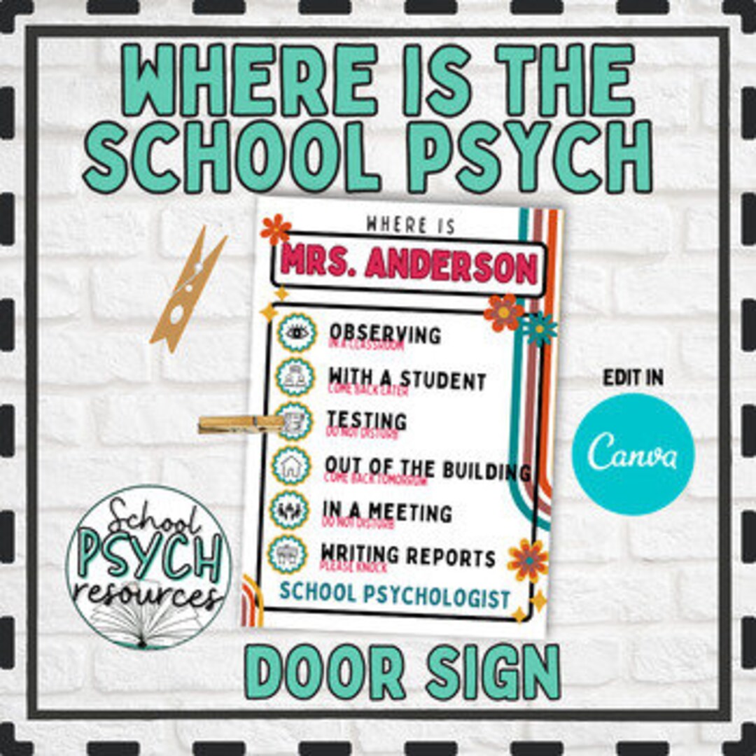Where is the School Psychologist Door Sign Editable Template GROOVY ...