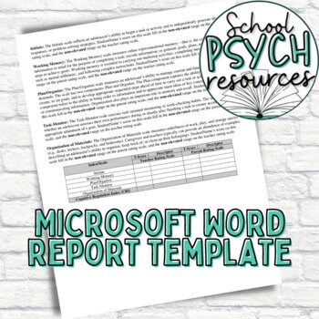 BRIEF 2 School Psychology Report Template Special Education Resources ...