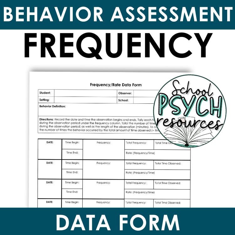 FBA Form Frequency Data Sheet Behavior School Psychologist School Psych ...