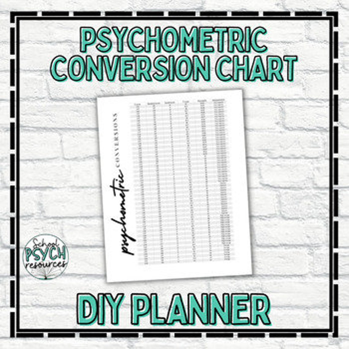 DIY Printable School Psychologist Planner Pages Psychometric Conversion ...