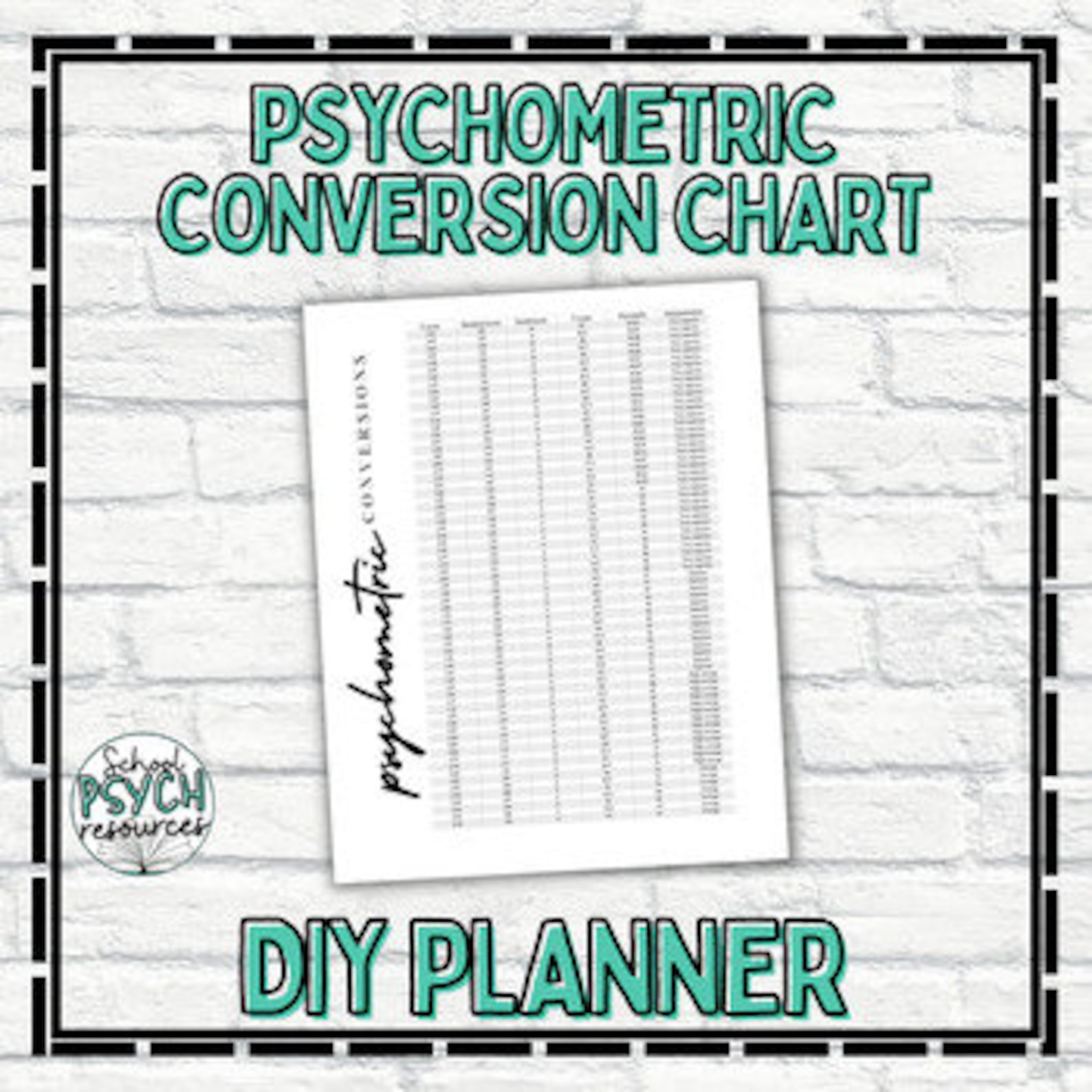DIY Printable School Psychologist Planner Pages Psychometric Conversion ...