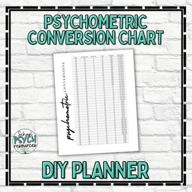 DIY Printable School Psychologist Planner Pages Psychometric Conversion ...