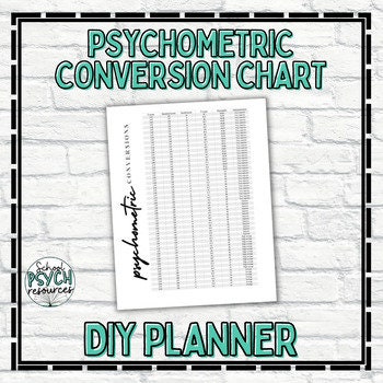 DIY Printable School Psychologist Planner Pages Psychometric Conversion ...