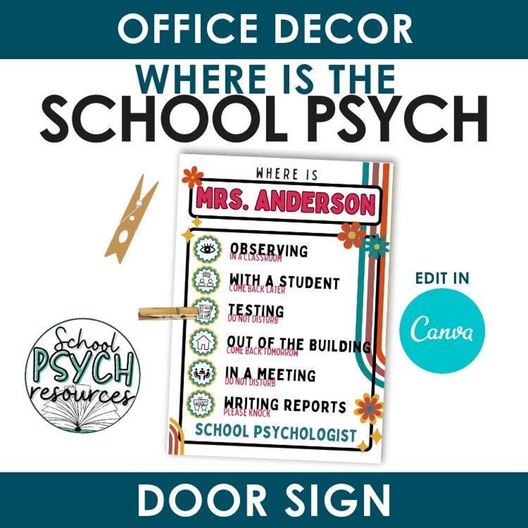 Where is the School Psychologist Door Sign Editable Template GROOVY ...