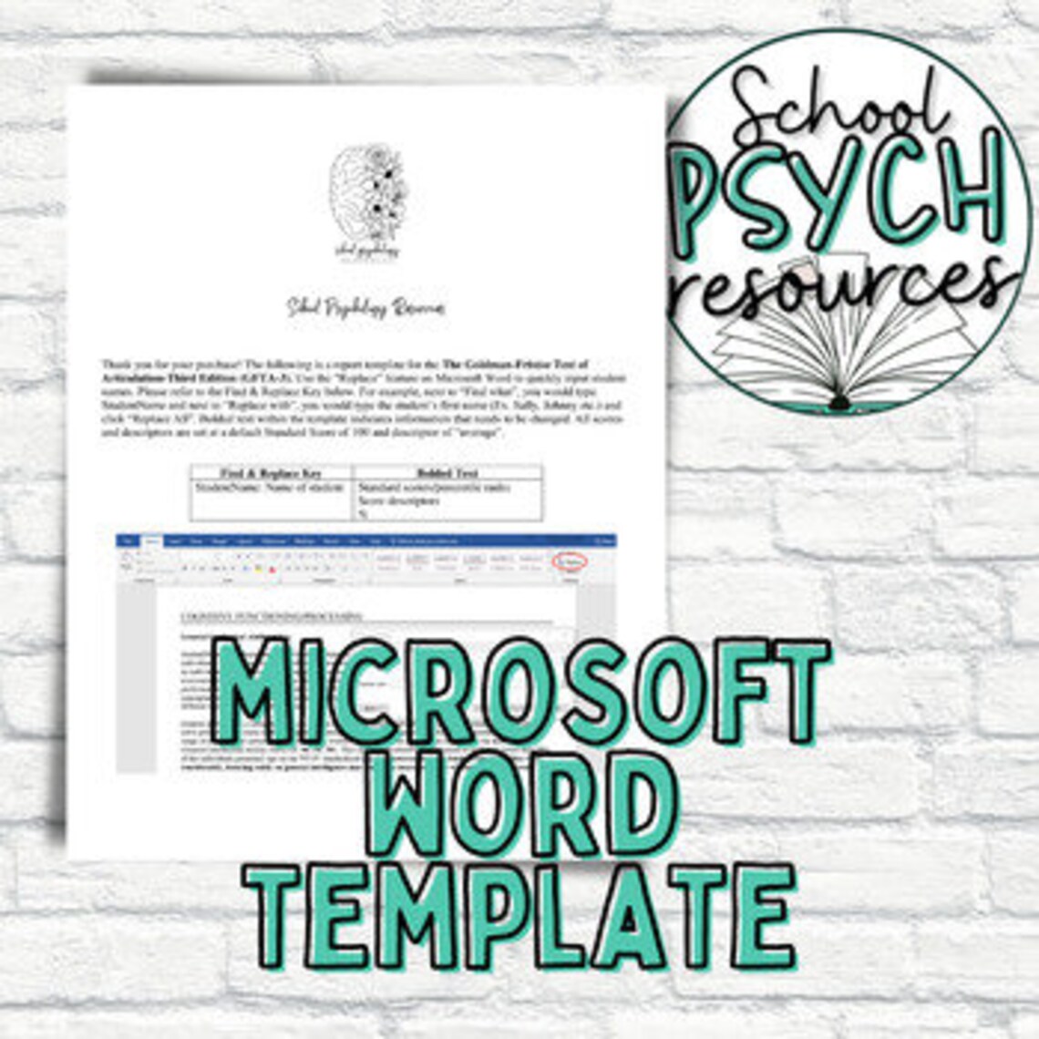 GFTA 3 Report Template Speech Language Special Education Assessment ...