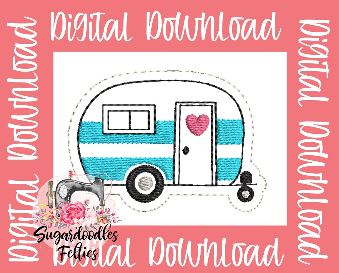 Heart Camper Feltie Design- Embroidery Design-summer Feltie Design ...