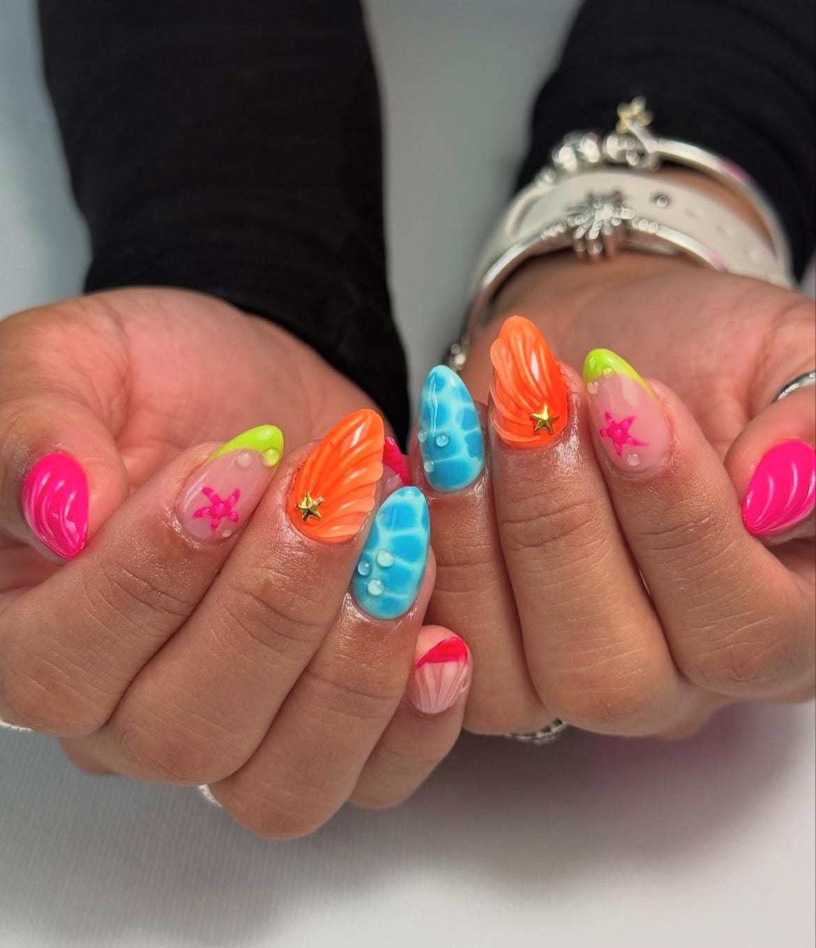 3D Shell Beach Press-on Nails: Neon Tortoise - Handmade - Etsy