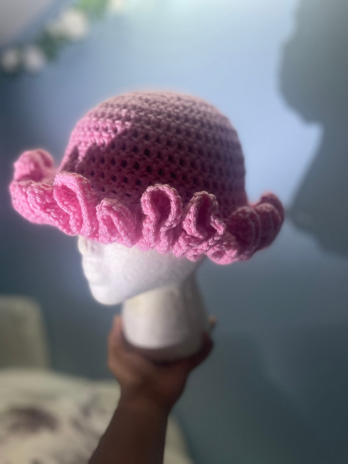 Handmade Hat With Crochet Frilly Hat Ruffle Hat Cat Hat - Etsy