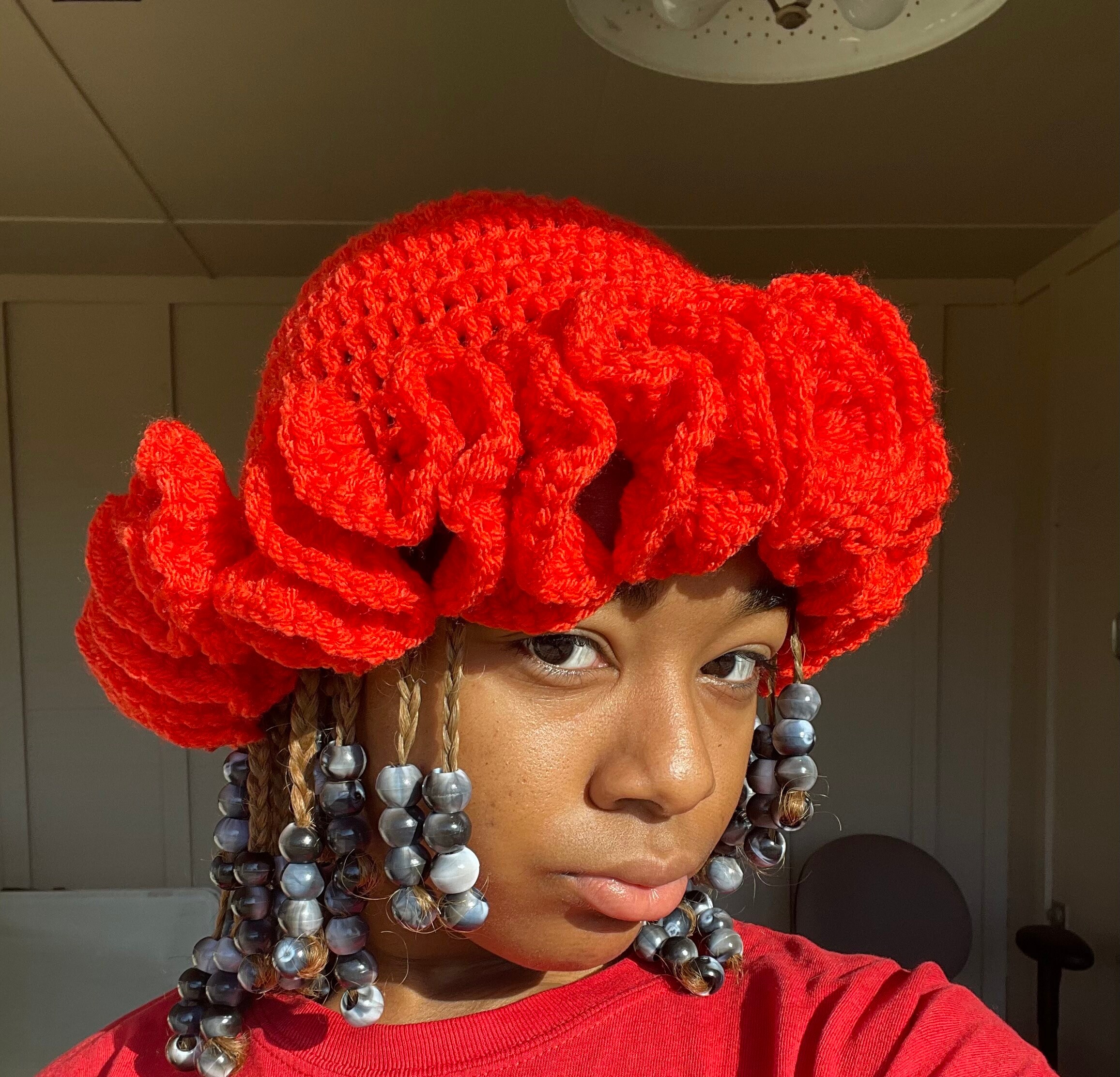 Handmade Hat With Crochet, Frilly Hat, Ruffle Hat, Cat Hat, Cat Ear Hat ...