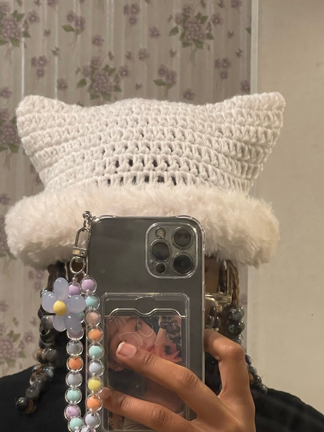 Handmade Hat With Crochet, Frilly Hat, Ruffle Hat, Cat Hat, Cat Ear Hat ...