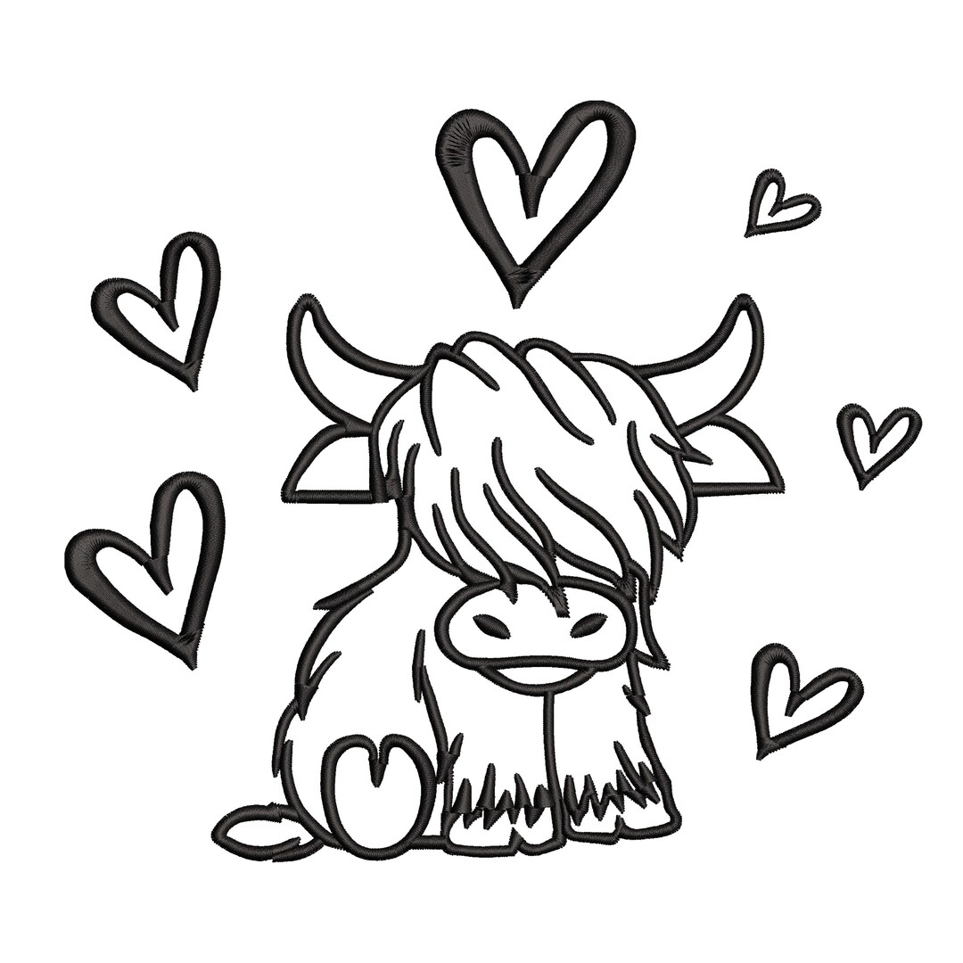 Scottish Highland Cow Machine Embroidery Design - Etsy