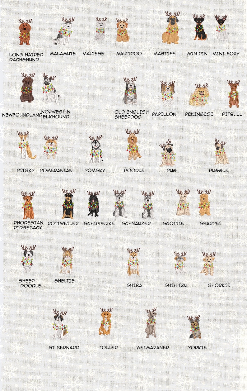 Custom Christmas Dog Embroidery Design: Machine Embroidery (digital ...