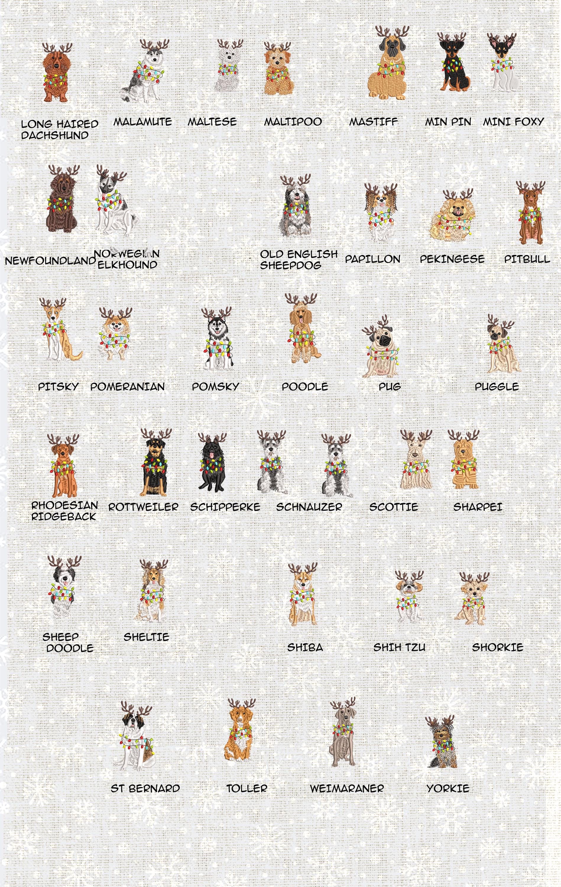 Custom Christmas Dog Embroidery Design: Machine Embroidery (digital ...