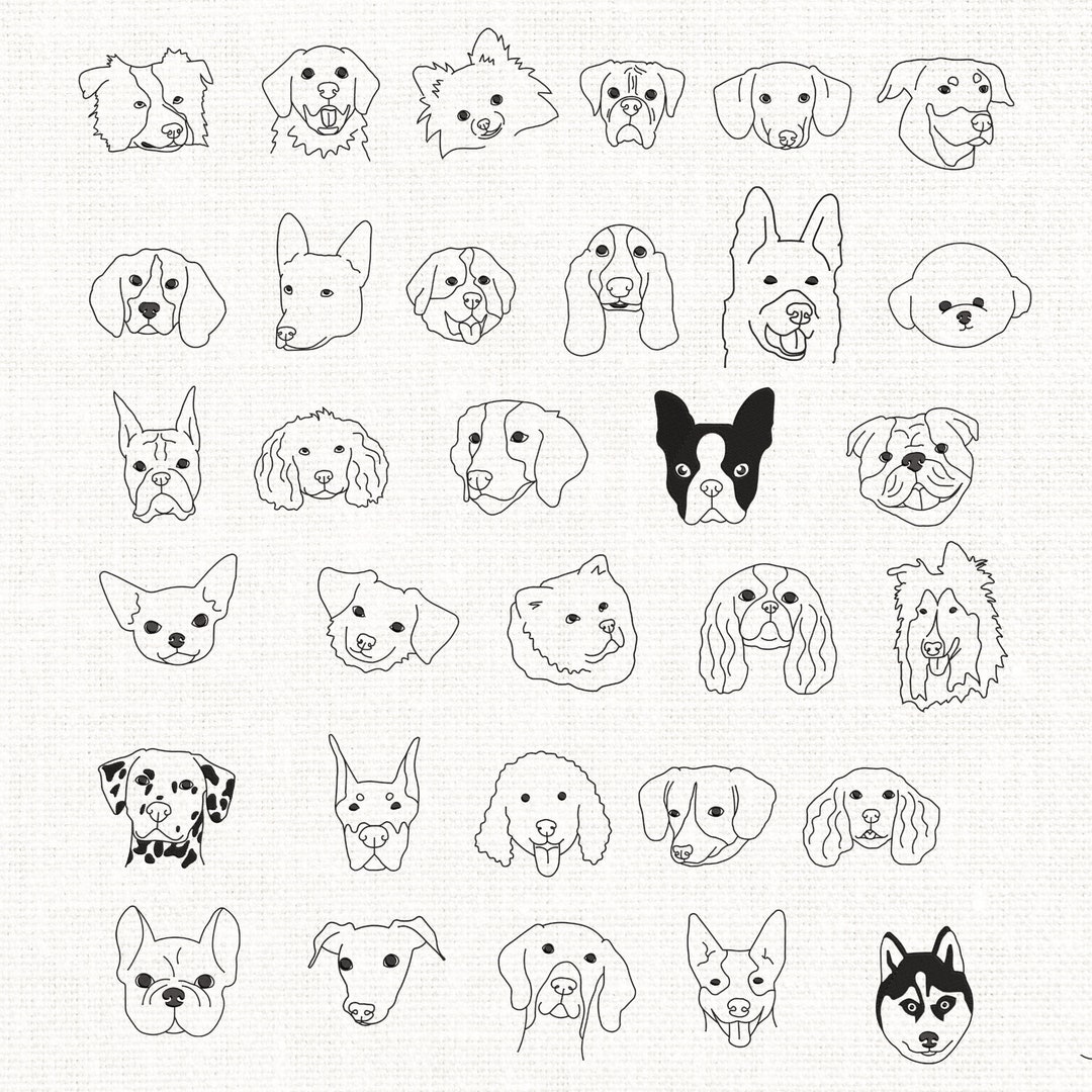 Dog Breed Face Embroidery Design: Machine Embroidery Pattern (digital ...
