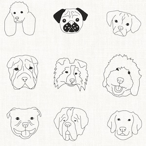 Dog Breed Face Embroidery Design: Machine Embroidery Pattern (digital ...