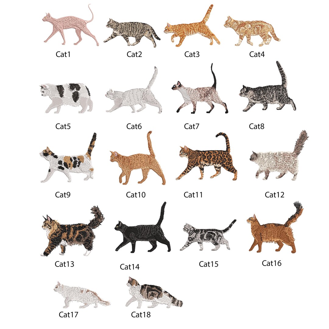 Cat Walking Embroidery Machine Design: Pet Portrait (digital File) - Etsy
