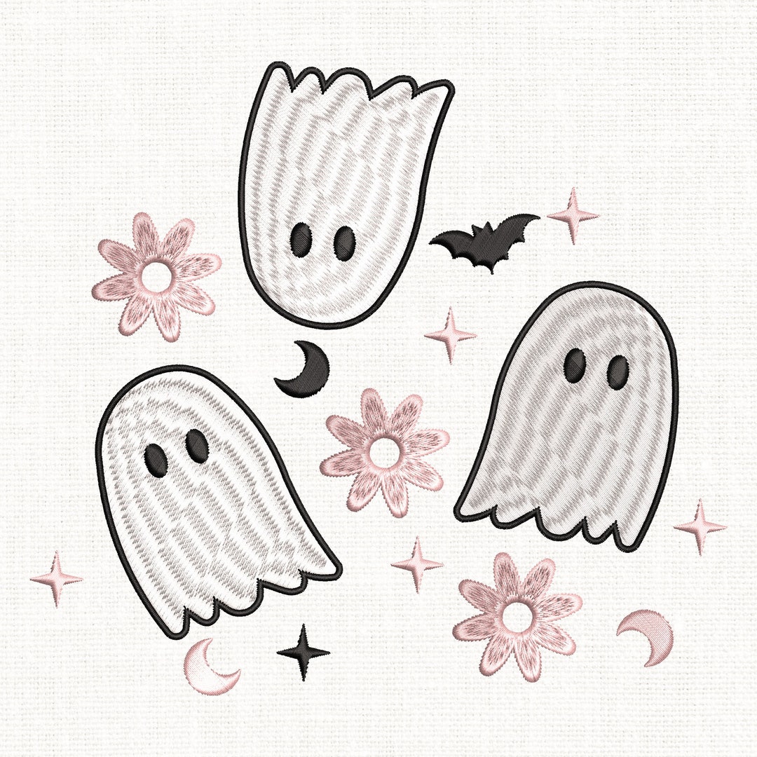 Cute Ghost Embroidery,halloween Ghost Embroidery Machine,retro Ghost - Etsy