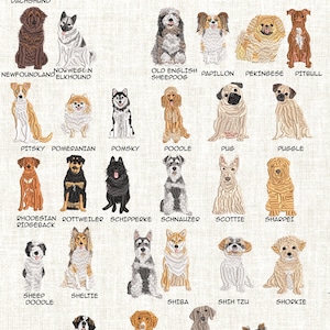 86 diseños de bordados de razas de perros personalizados, bordados a ...