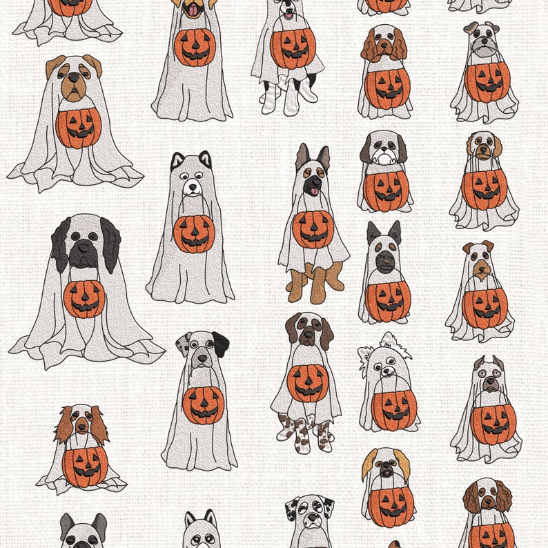 86 Ghost Dog Breeds Embroidery Design: Spooky Halloween (digital ...