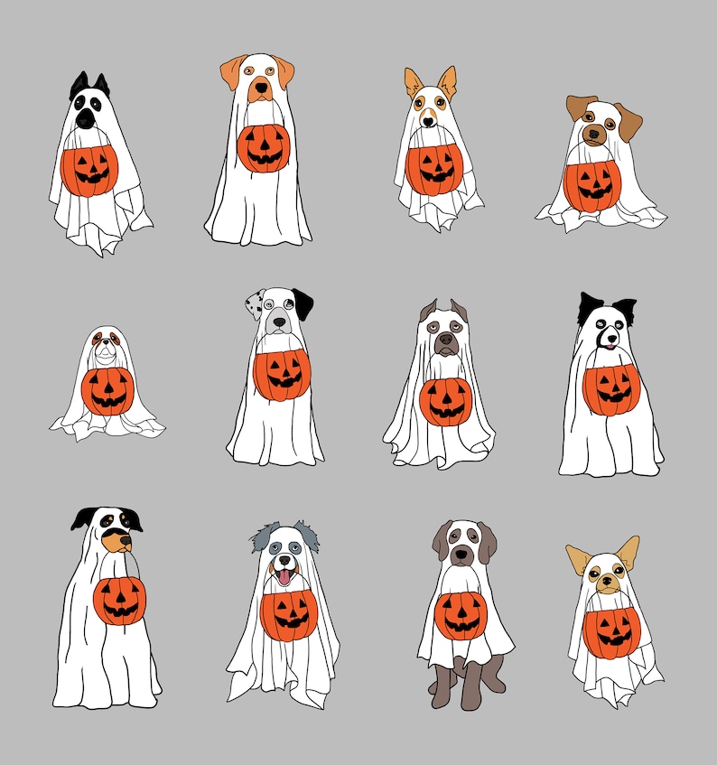 Ghost Dog Breeds PNG: Retro Halloween Clipart (digital Download) - Etsy