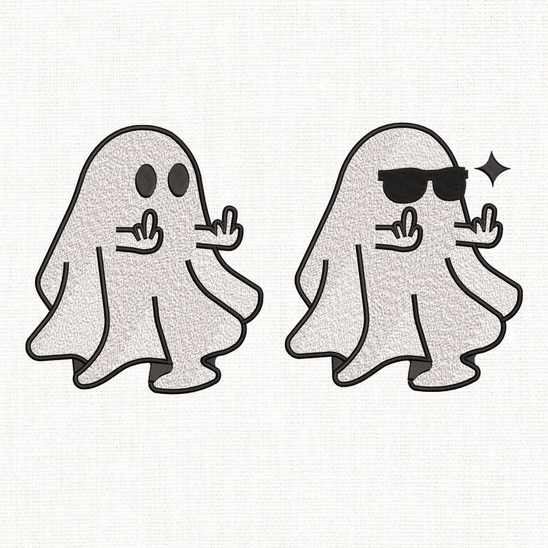 Ghost Middle Finger Embroidery Halloweencute Ghost Halloween - Etsy