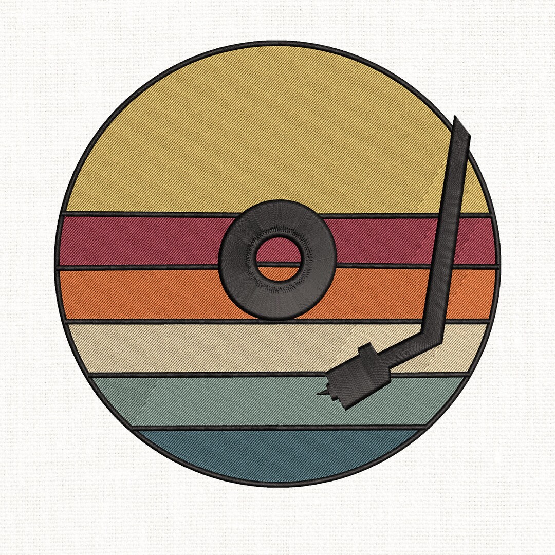 Retro Viny Record Icon Embroidery Design - Etsy