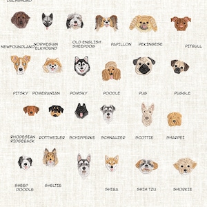 Custom Dog Breed Face Embroidery Design (digital Download) - Etsy