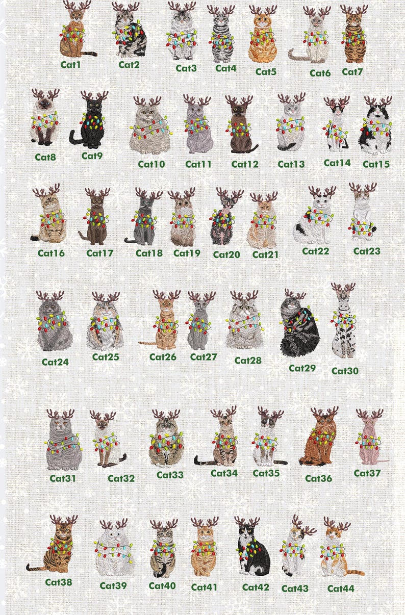 Custom Christmas Cat Embroidery Design: Xmas Kitten (digital File ...
