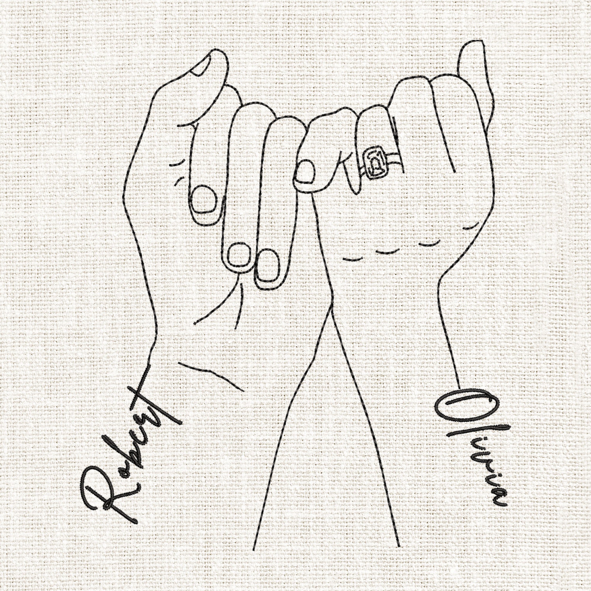 Personalized Couples Line Art Embroidery Design: Holding Hands (digital ...