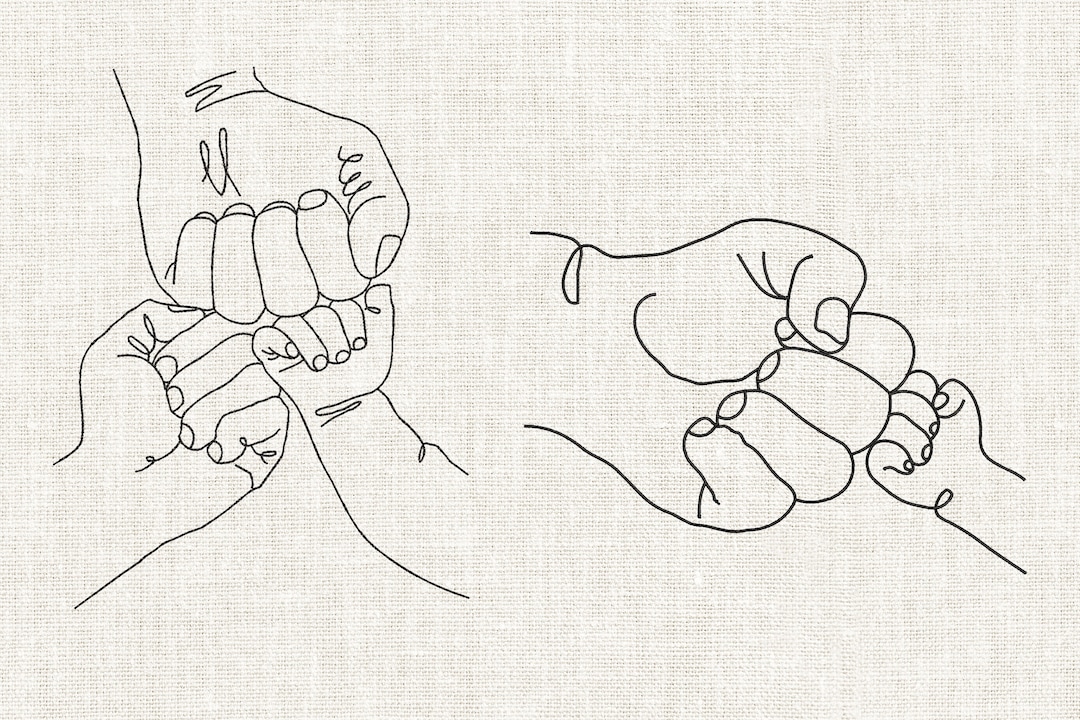 2 Embroidery First Time Dad Gift, Nursery Fist Bump, Nursery Line Art ...